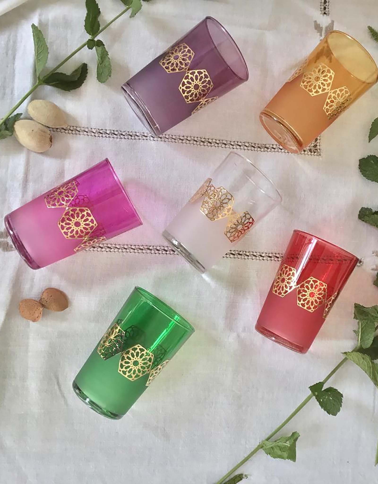 Set of 6 Tea Glasses Mandela Colored Gold – Scents & Feel