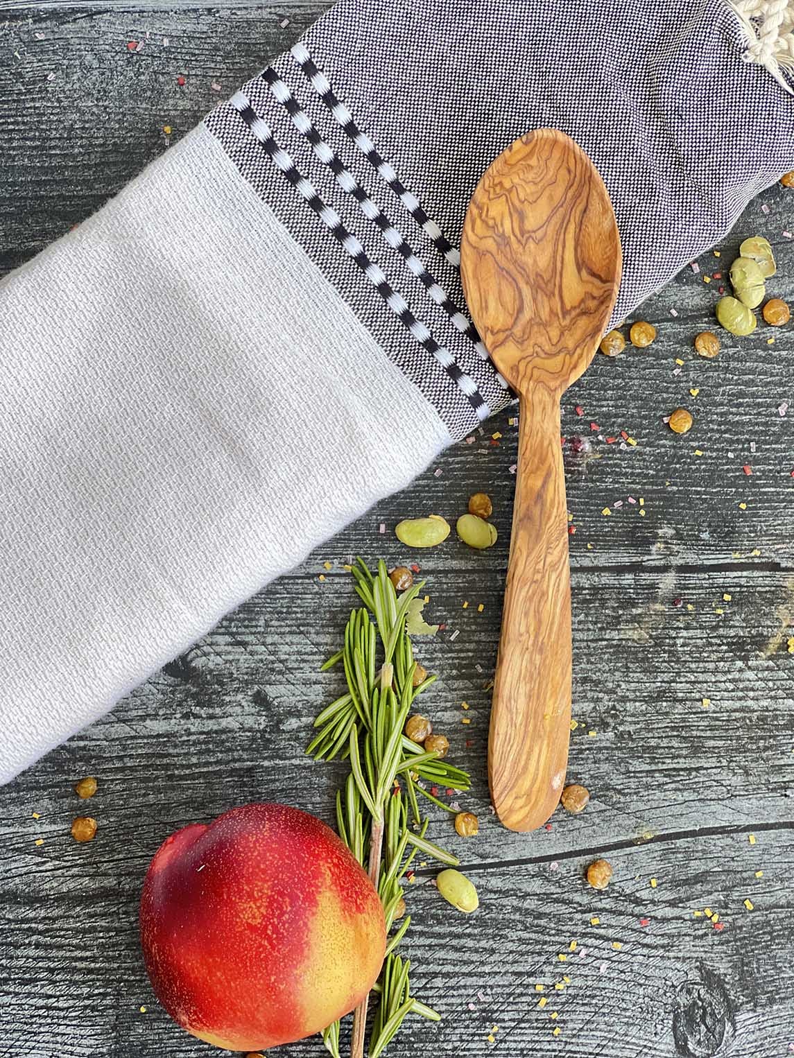 Olive Wood Appetizer Spoon 8″ – Scents & Feel