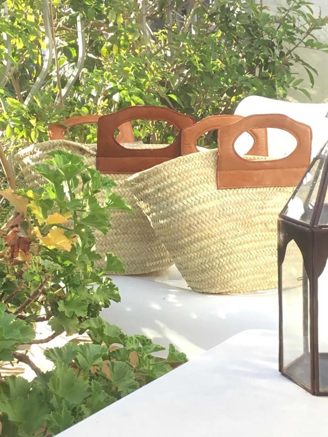 Straw Tote with Large Leather Handles – Scents & Feel