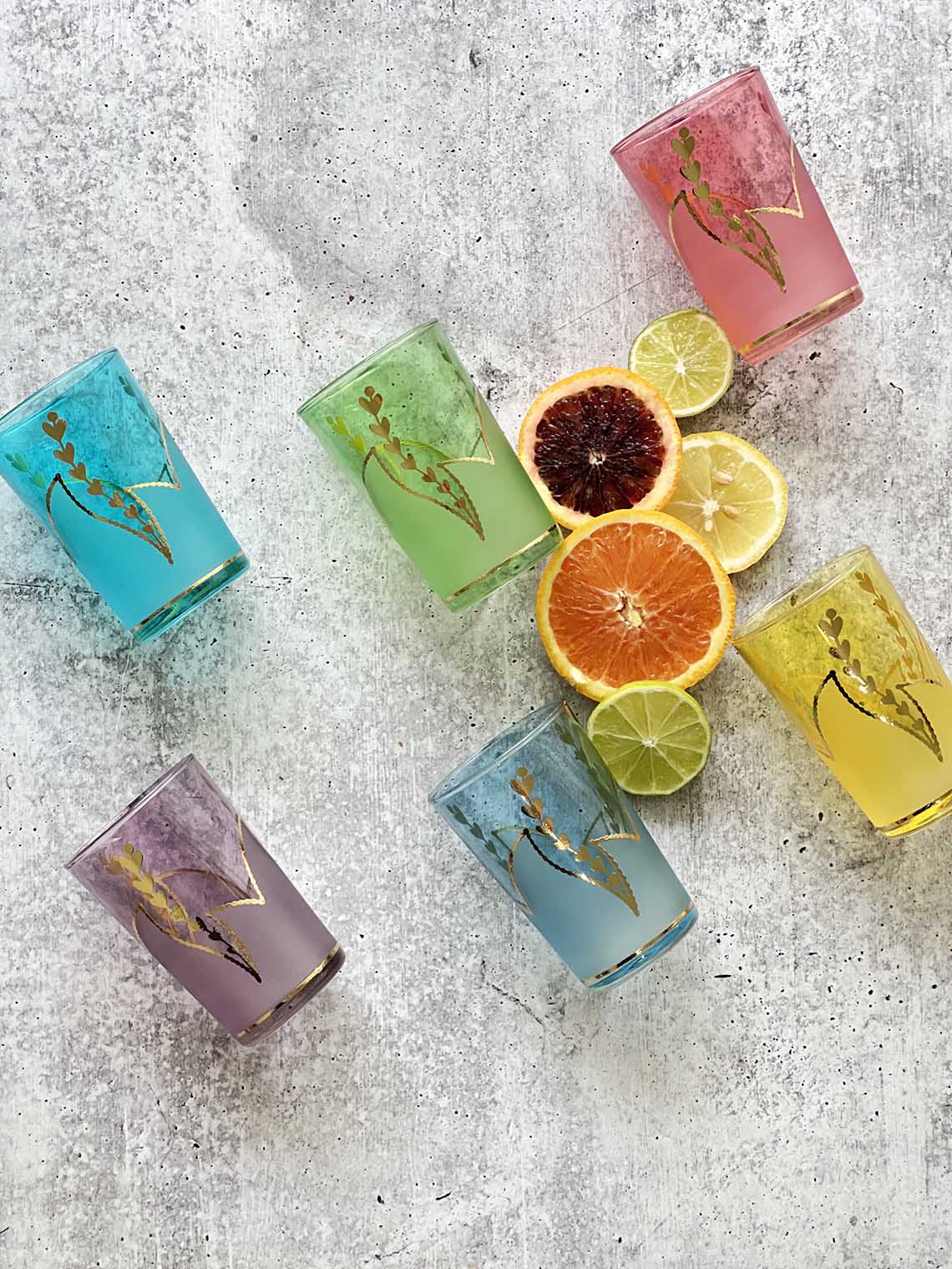 Set of 6 Colored Tea Glasses Little Hearts – Scents & Feel