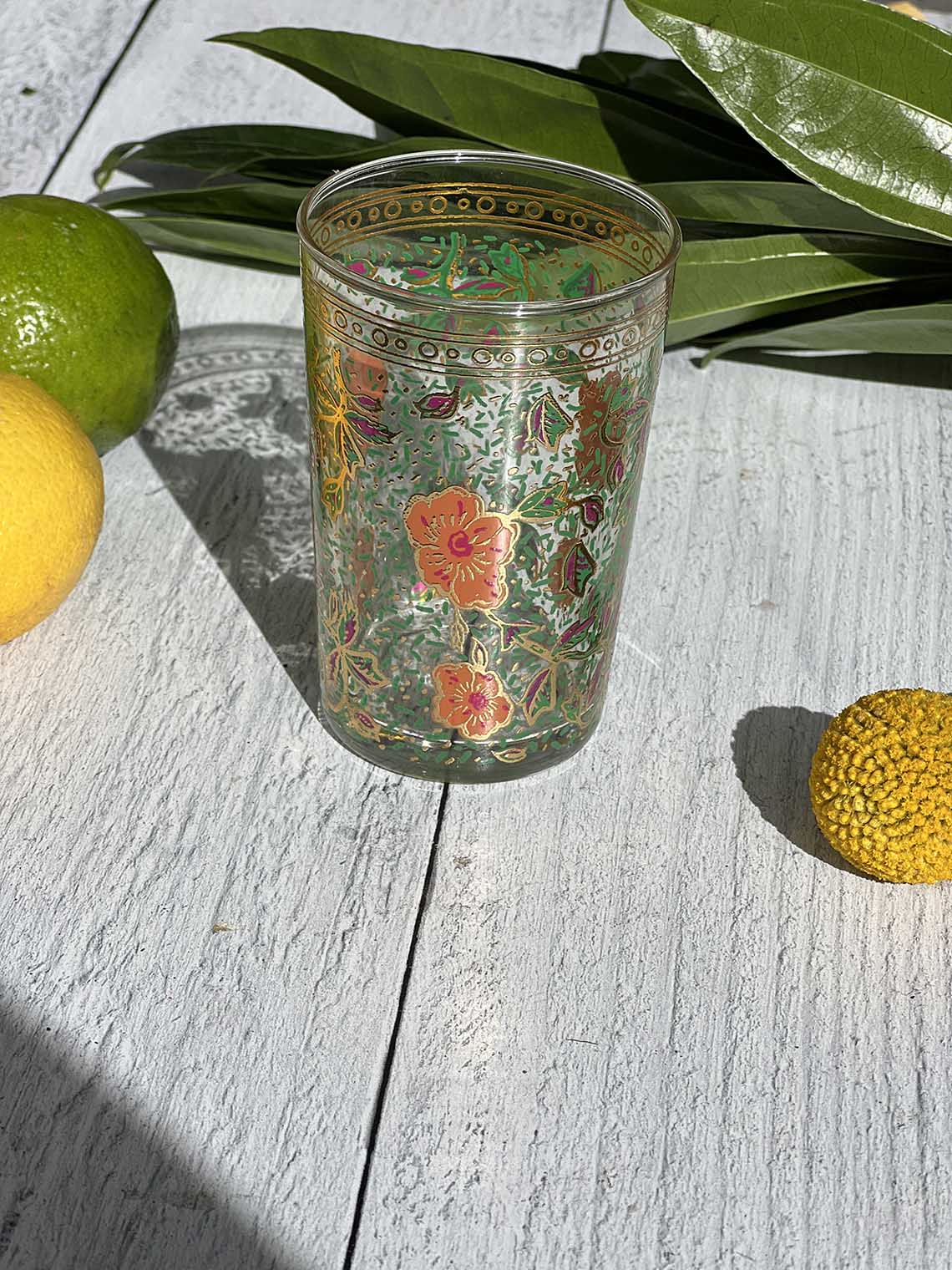 Set of 6 Moroccan Tea Glasses Hand Painted Garden – Scents & Feel